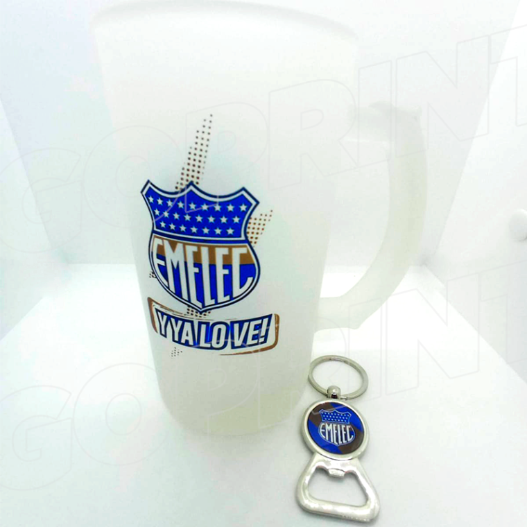 Jarro cervecero con llavero destapador Emelec - GoPrint Ecuador